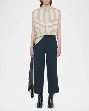 JOSEPH Wide-leg Viscose Knit Stretch Culottes - Black