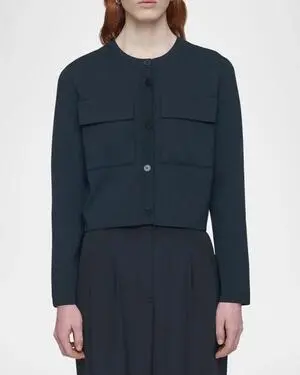 JOSEPH Viscose Knit Stretch Cardigan Jacket - Black