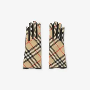 Burberry Check Wool Cashmere Gloves - Sand Beige