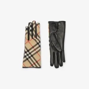 Burberry Check Wool Cashmere Gloves - Sand Beige