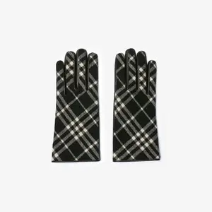 Burberry Check Wool Cashmere Gloves - Black/calico White