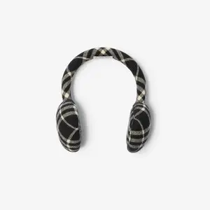 Burberry Check Wool Cashmere Earmuffs - Black/calico Beige