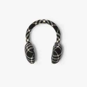 Burberry Check Wool Cashmere Earmuffs - Black/calico Beige