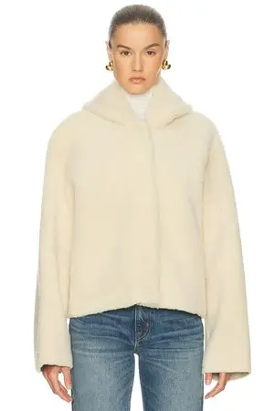 Nour Hammour Cooper Hooded Shearling Jacket - Lait Curly Shearling