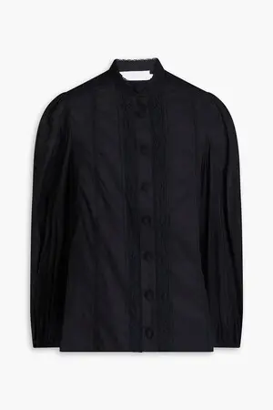 Zimmermann Crocheted Lace-trimmed Cotton Gauze Shirt - Black
