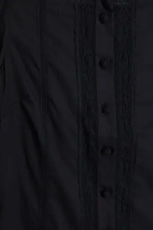 Zimmermann Lace-trimmed Floral-print Cotton-gauze Shirt - Black
