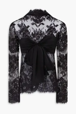 Zimmermann Bow-detailed Lace Top - Black
