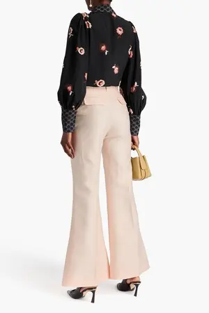 Zimmermann Belted Wool And Silk-blend Wide-leg Pants