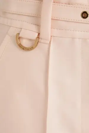 Zimmermann Belted Wool And Silk-blend Wide-leg Pants