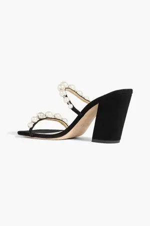 JIMMY CHOO Amara 85 Embellished Suede Mules