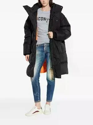 Dsquared2 Hooded Quilted Coat - Black