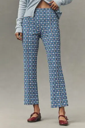 Maeve The Poppy Printed Kick-flare Pull-on Pants - Blue Pattern