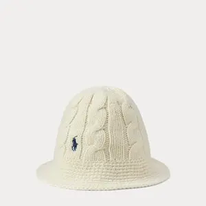Ralph Lauren Cable-Knit Wool-Blend Bucket Hat Cream