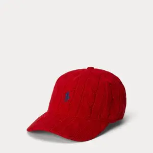 Ralph Lauren Cable-knit Cotton Ball Cap - Red