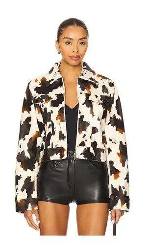 Women's Cow Print Faux Fur Jackets