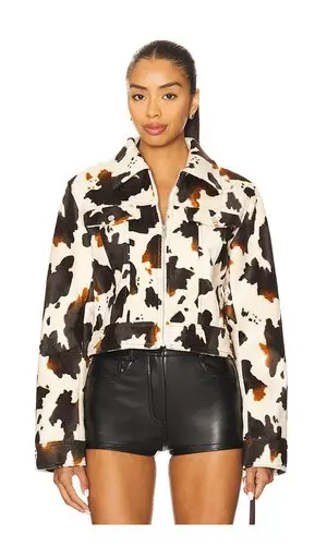 Superdown Leah Cow Print Jacket