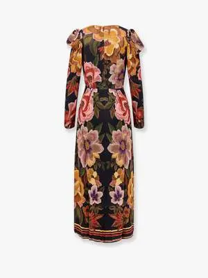 Farm Rio Viscose Long Dress With Floral Print