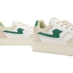 S.W.C STEPNEY WORKERS CLUB Pearl S-strike Leather Sneakers - White/spring Green