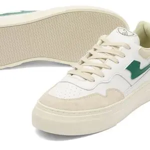 S.W.C STEPNEY WORKERS CLUB Pearl S-strike Leather Sneakers - White/spring Green