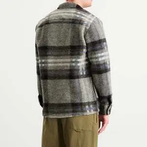 WAX LONDON Nolan Wool Check Overshirt - Grey/blue