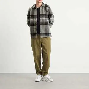 WAX LONDON Nolan Wool Check Overshirt - Grey/blue