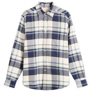 Portuguese Flannel Beck Check Flannel Shirt Navy/blue/white