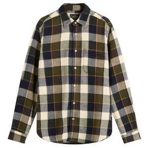 Portuguese Flannel Pine Flannel Check Shirt Green/navy/white