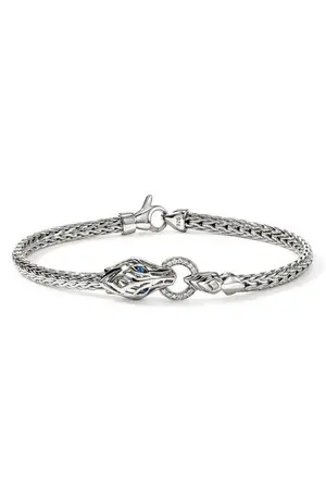 John Hardy Naga Sterling Bracelet With Diamonds And Sapphire - Silver