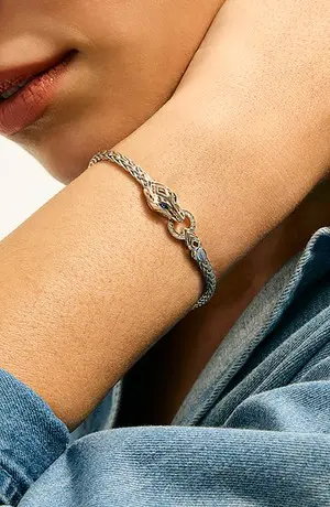 John Hardy Sterling Diamond & Sapphire Naga Bracelet - Silver