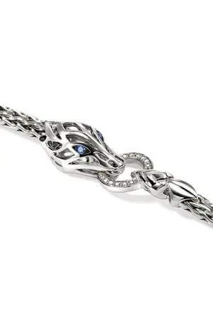 John Hardy Sterling Diamond & Sapphire Naga Bracelet - Silver