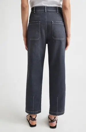 Eleventy Pintuck Stretch Denim Wide Leg Pants