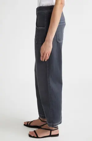 Eleventy Pintuck Stretch Denim Wide Leg Pants