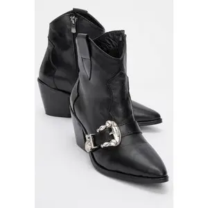 FOREVER & ALWAYS SHOES Leather Buckle Ankle Boots - Black Leather