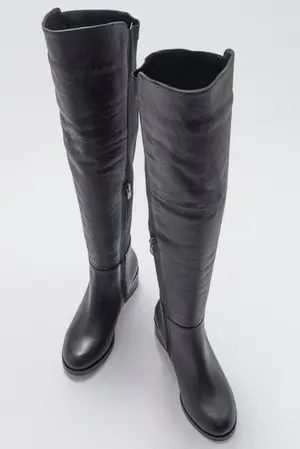 FOREVER & ALWAYS SHOES Leather Knee High Boot