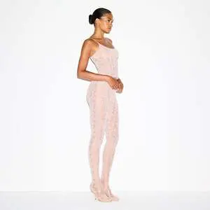 SKIMS Milky Sheer Footed Legging - Rose Pastel Snake Print