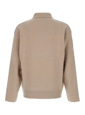 Jacquemus Wool Sweater With Polo Collar And Ribbed Details - Beige