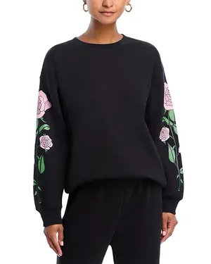 Aqua Rose Graphic Sweatshirt