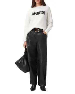 ALLSAINTS Jet Lea Leather Barrel Pants