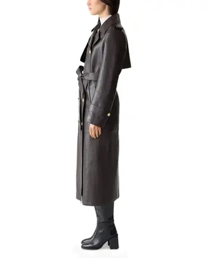 Mackage Gael Croc Embossed Leather Trench Coat