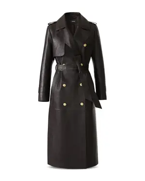 Mackage Gael Croc Embossed Leather Trench Coat