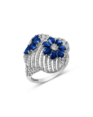 Bloomingdale'S Sapphire And Diamond Clover Ring - White Gold