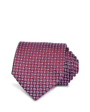 Bloomingdale'S Geo Floral Print Silk Neck Tie - Burgundy