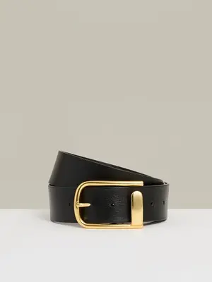 REISS Iyla Leather Belt - Black