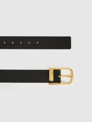 REISS Iyla Leather Belt - Black