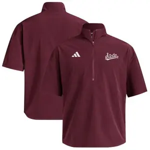 Adidas Mississippi State Bulldogs Short Sleeve Quarter-zip Pullover - Maroon