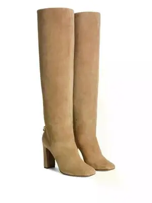 Dolce & Gabbana Suede Block Heel Boots - Neutrals