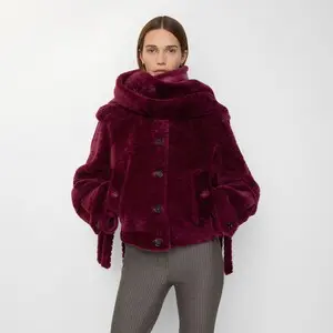 Burberry Detachable Scarf Shearling Jacket