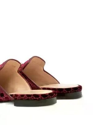 Gucci Horsebit Gg Pattern Velvet Mules - Red
