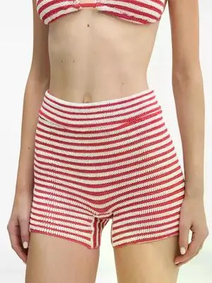 Bond Eye Striped High-waisted Bikini Bottom - Red