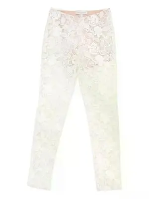 GEMY MAALOUF Floral Lace Trousers - White
